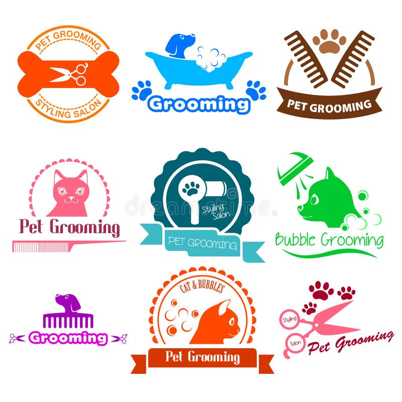 Pet Grooming Service Business Logos Stock Vector - Illustration of ...