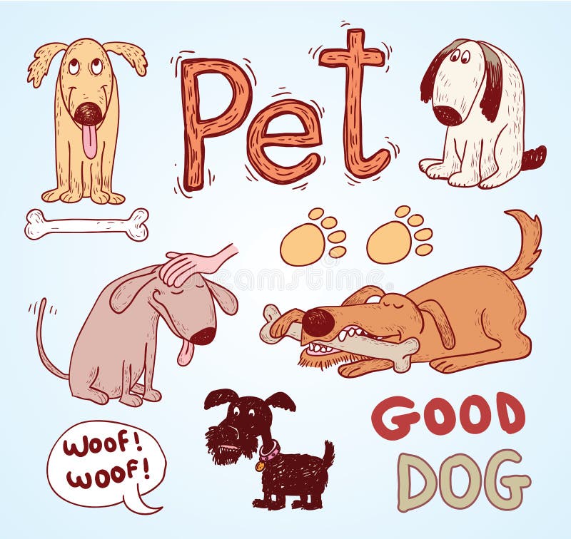 Pet Icons Doodle Set, Vector Illustration. Stock Vector - Illustration ...