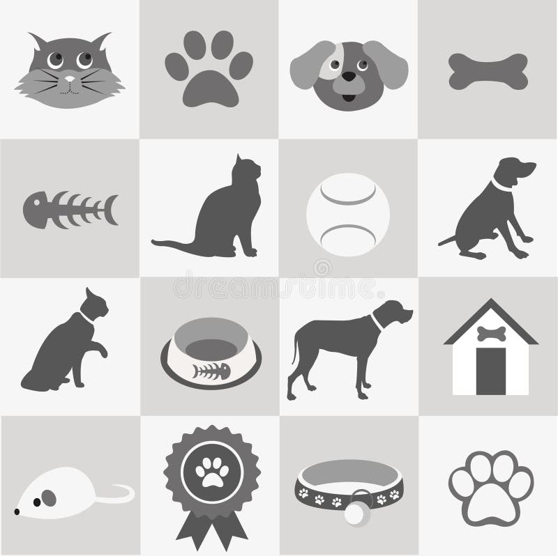 Web Icon Set. Pet Shop, Types of Pets. Stock Vector - Illustration of ...