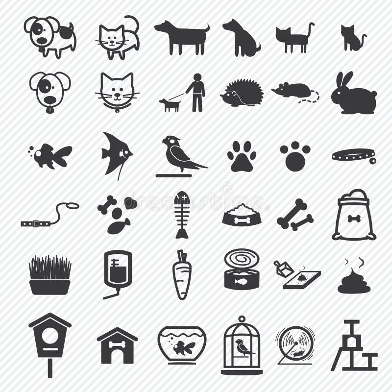Web Icon Set. Pet Shop, Types of Pets. Stock Vector - Illustration of ...