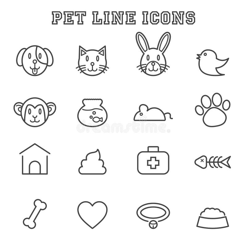Pet line icons stock vector. Illustration of head, graphic - 50021335