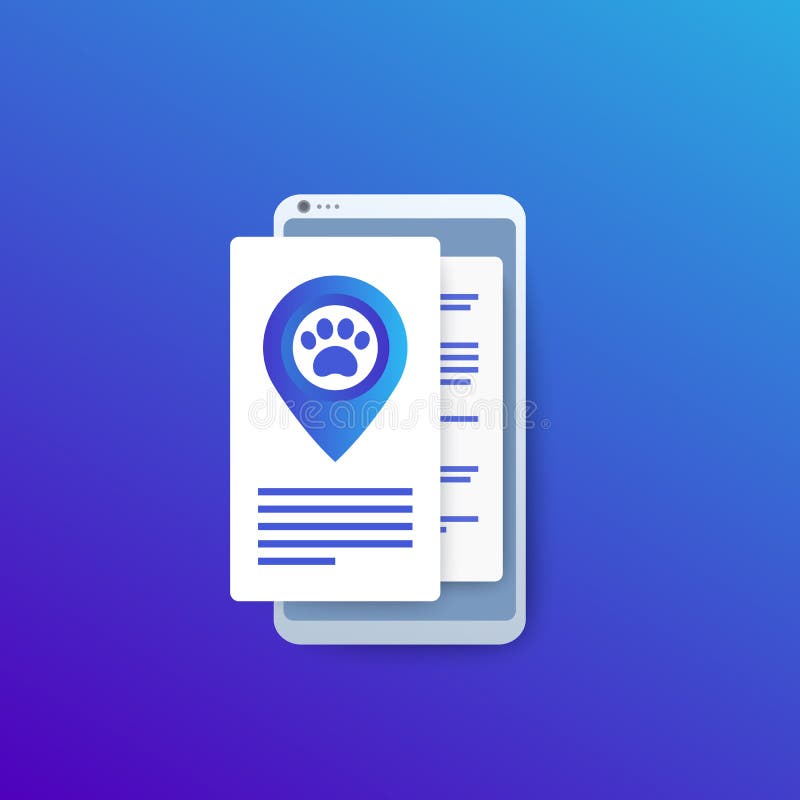 Pet Location App in Smartphone, Vector Stock Vector - Illustration of ...