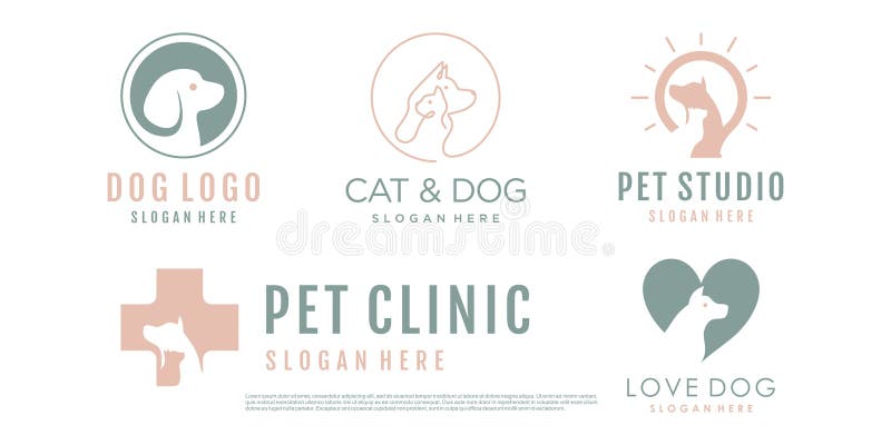Pet Logo Design with Creative Unique Element Logo Collection Premium ...
