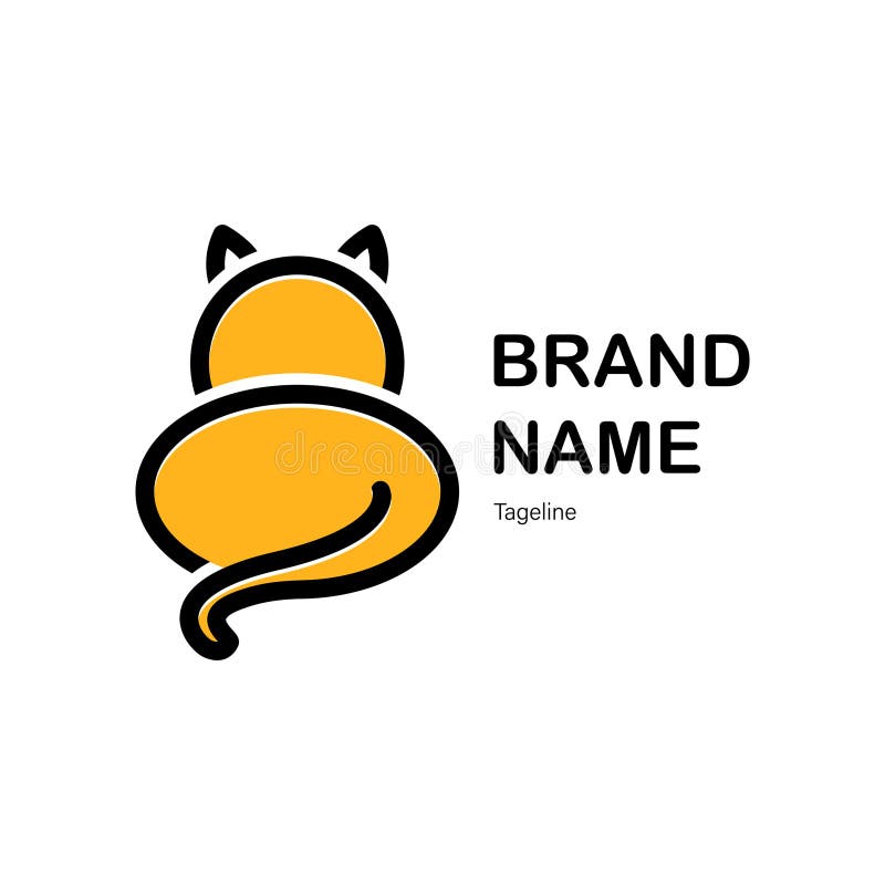 Pet Logo Design Silluet Like Cat from Back Stock Vector - Illustration ...