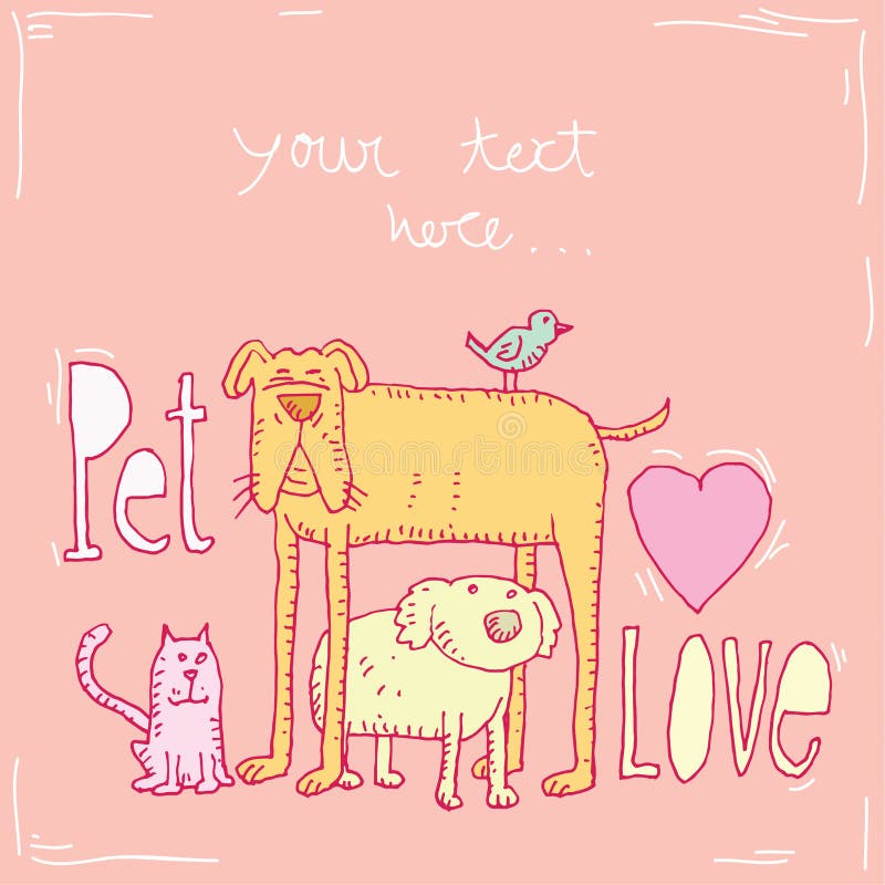 Pet Love Card,vector Illustration Stock Vector - Illustration of ...