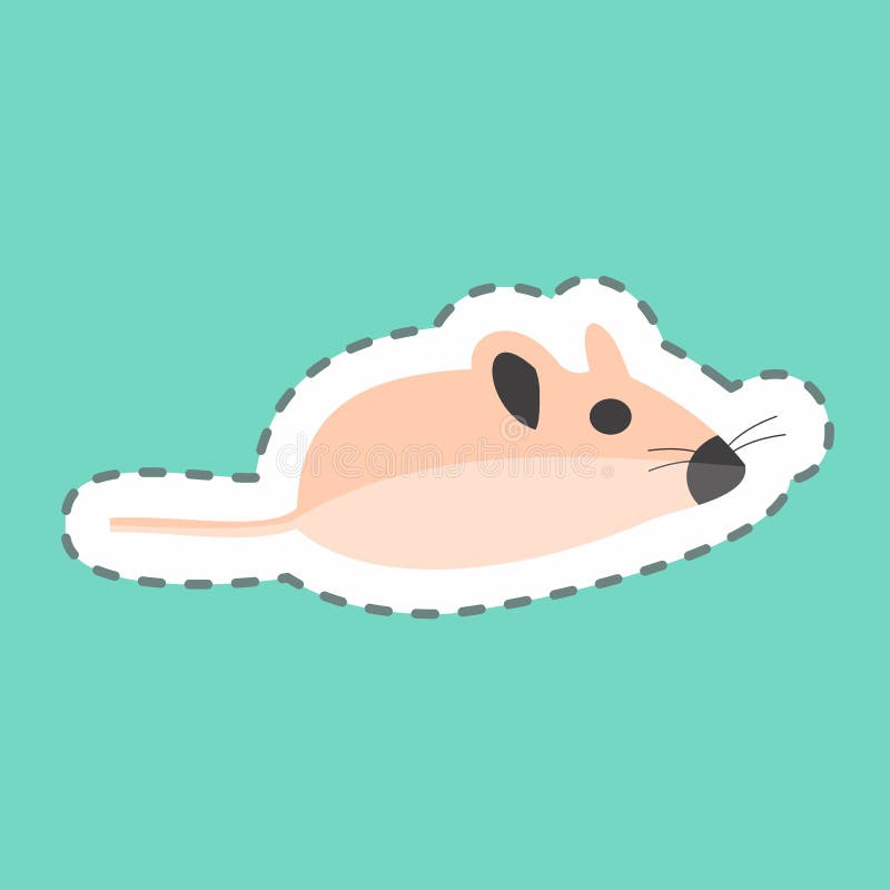Pet Mouse Sticker in Trendy Line Cut Isolated on Blue Background Stock ...