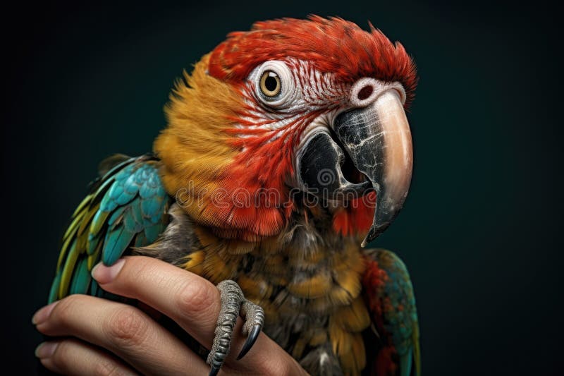 A Pet Parrot Perching on a Hand Stock Image - Image of animal, bird ...