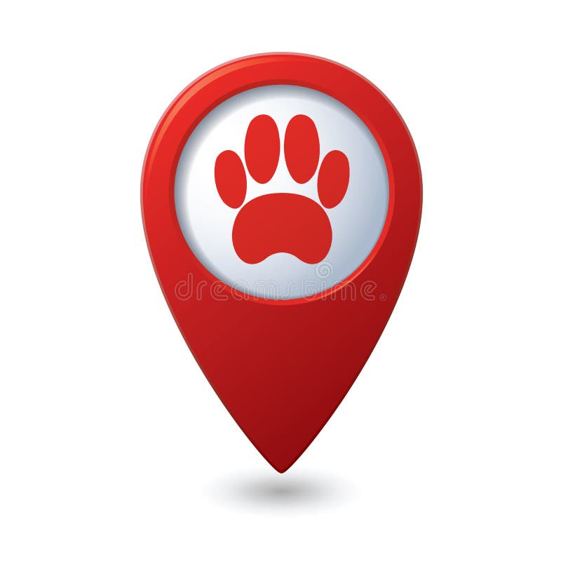 Pet Paw Icon on the Map Pointer Stock Vector - Illustration of ...