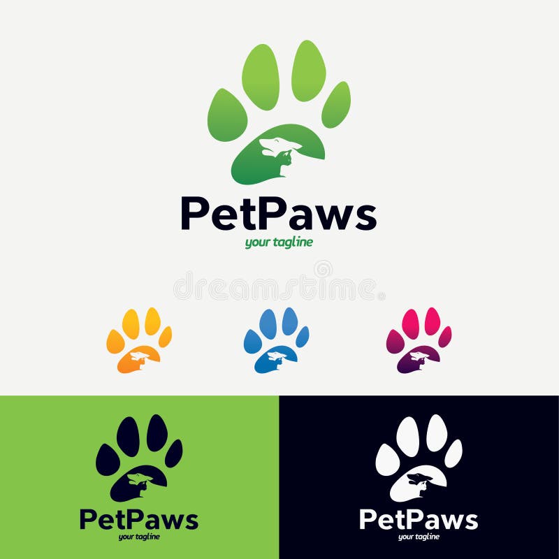 Pet Paws Logo Design Template Stock Vector - Illustration of park ...