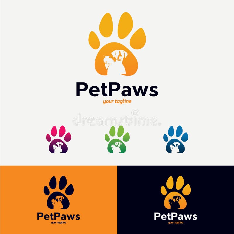 Pet Paws Logo Design Template Stock Vector - Illustration of doggy ...
