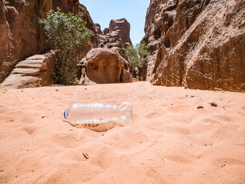 A PET Plastic Bottle Left in the Wadi Rum Desert, Jordan. Plastic ...