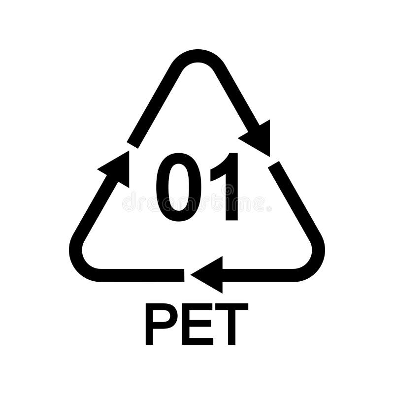 01 PET Recycling Sign in Triangular Shape with Arrows. Polyethylene ...