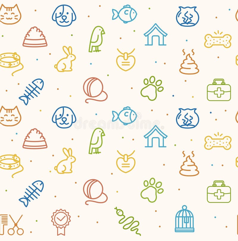 Pet Seamless Pattern. Vector Stock Vector - Illustration of bone ...