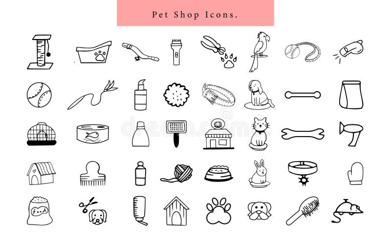 Pet Shop Accessories Icons Element Illustration Vector Stock Vector ...