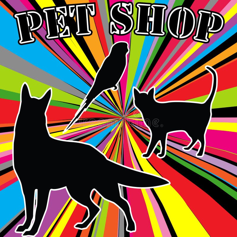 Pet Shop Advertising with Pets Silhouettes Stock Vector - Illustration ...