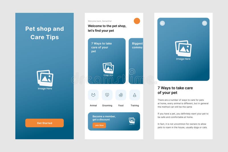 Pet Shop App UI Design stock vector. Illustration of clinic - 281157606