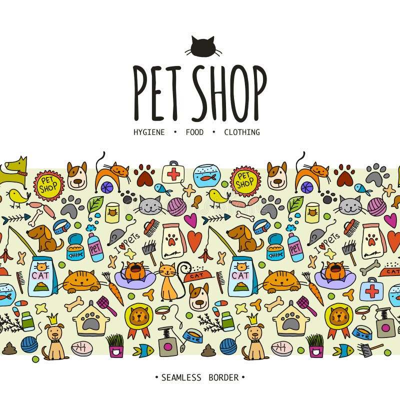 Pet Shop Background, Seamless Pattern for Your Design Stock Vector ...