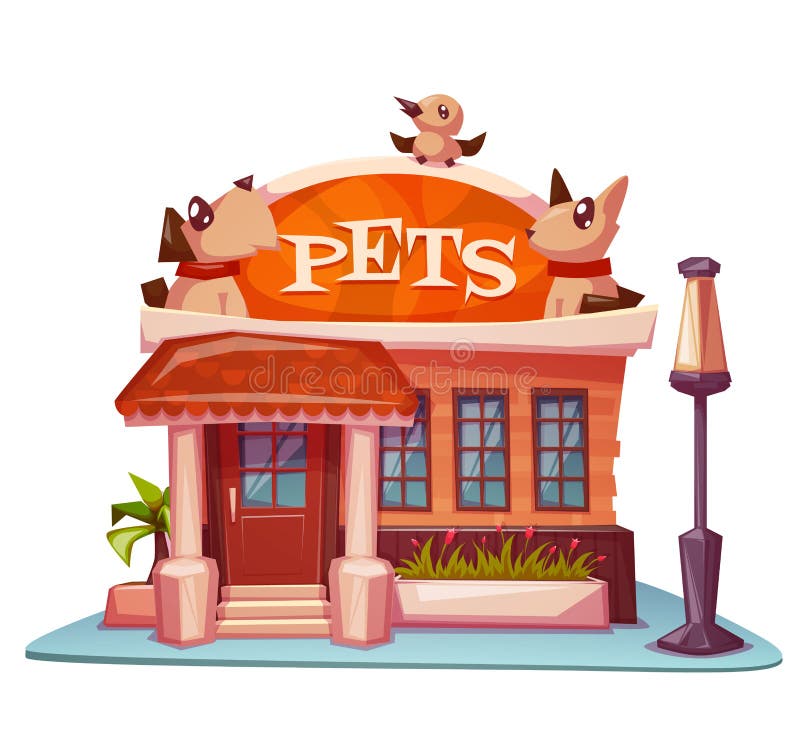Pet Shop Building with Bright Banner. Vector Stock Vector ...