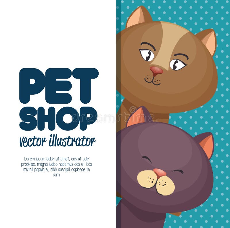 Pet Shop Character Cat Banner Stock Illustration - Illustration of ...