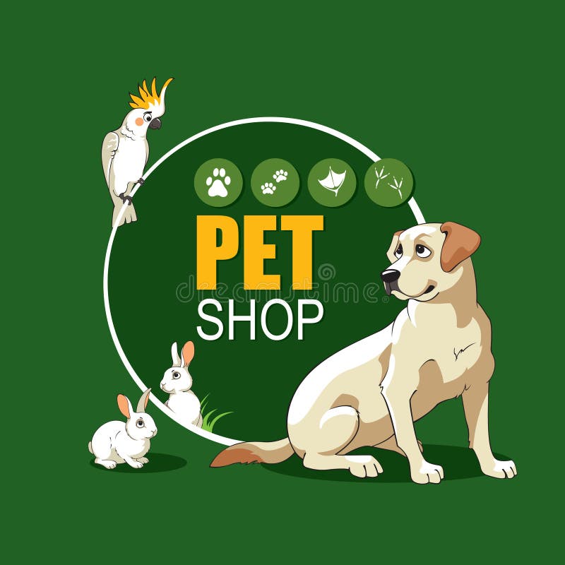 Pet shop poster design stock vector. Illustration of green - 56595959