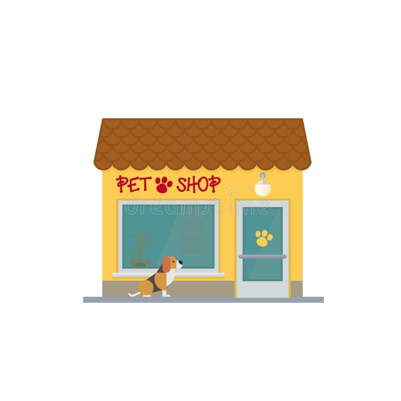 Pet Shop Storefront Flat Design Isolated Vector Illustration Stock ...