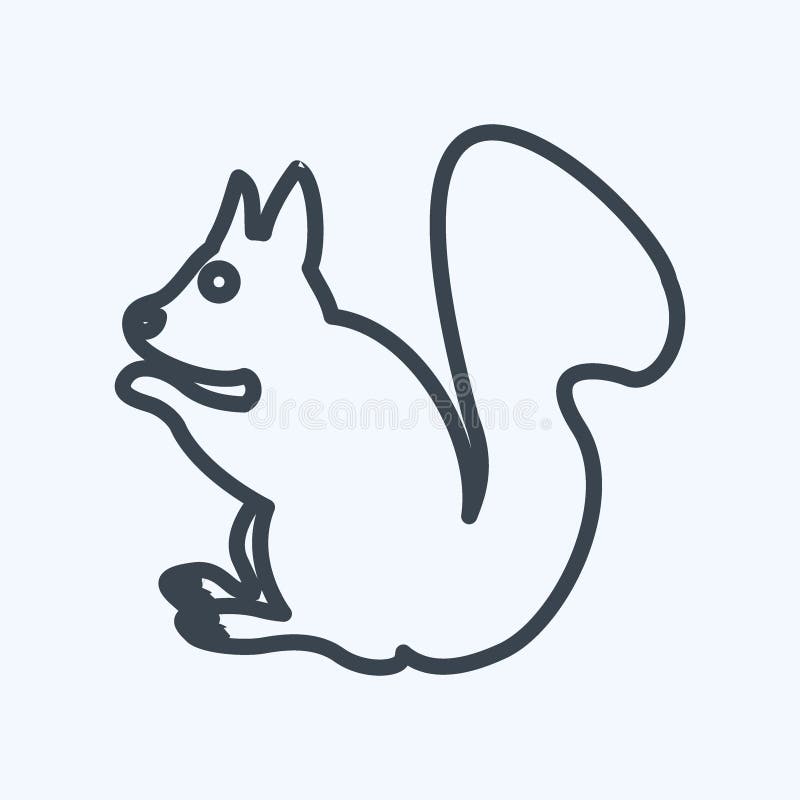 Pet Squirrel Icon in Trendy Line Style Isolated on Soft Blue Background ...