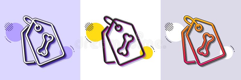 Pet Tags Line Icon. Dog Bone Sign. Halftone Dotted Pattern. Vector ...