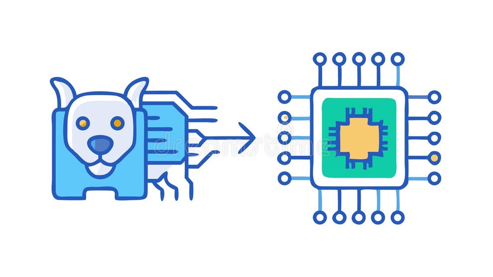 Pet Tech with a Dog S Data Being Processed into a Microchip, Vector ...