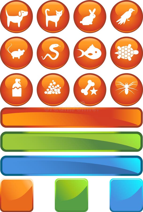 Pet web buttons - Round stock vector. Illustration of animal - 9639703