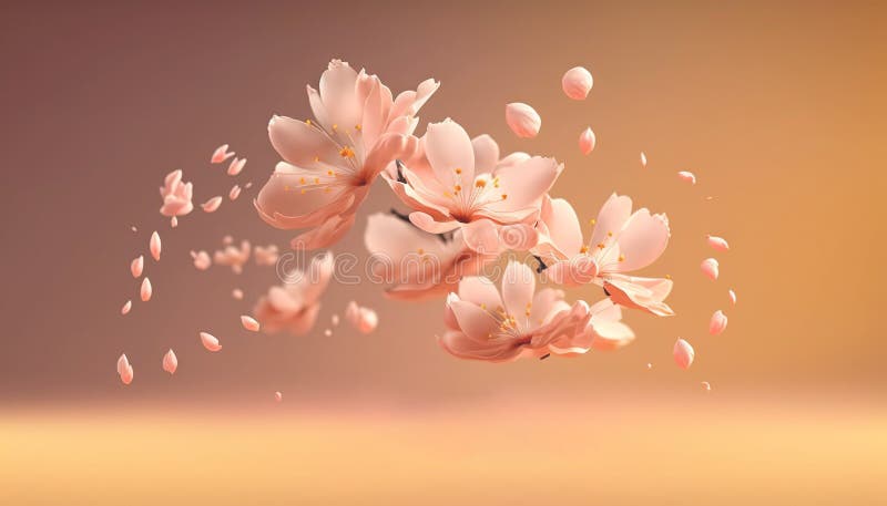 Petals of Cherry Blossom Blown by the Wind. Sakura Flowers Stock ...