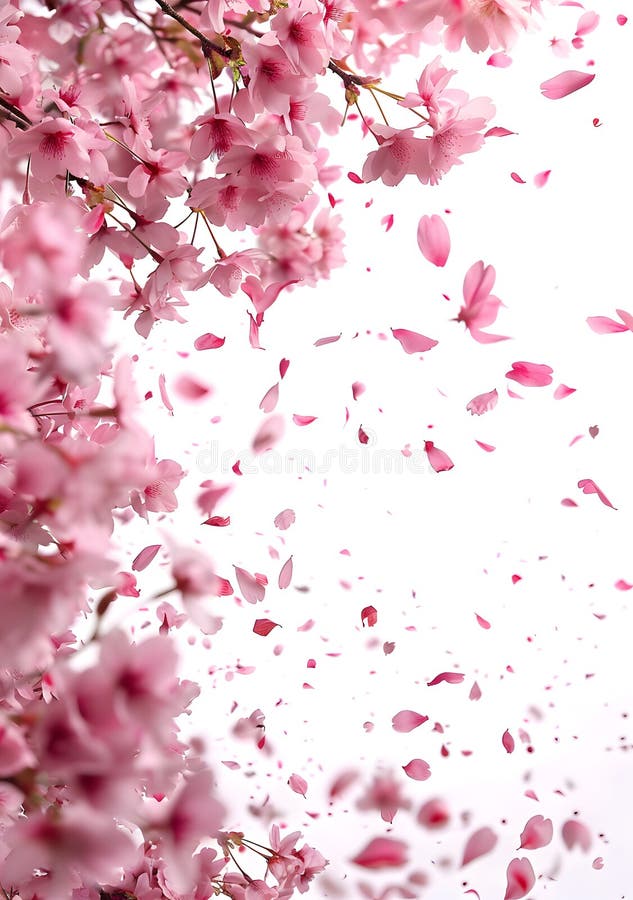 194 Cherry Blossom Petals Falling Spring Background Aesthetic Stock ...
