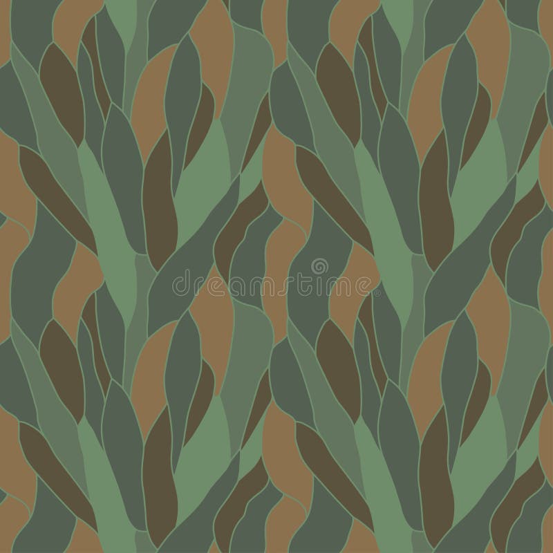 Petals Pattern with Abstract Leaf and Curved Lines. Seamless Vector ...