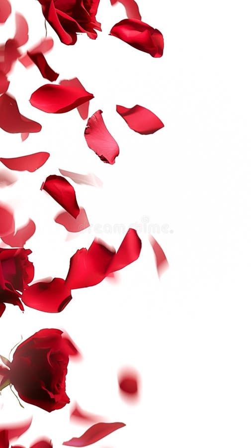 Petals of Red Roses are Falling Down on a White Surface Stock ...