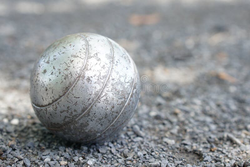 Petanque Ball Boules and Small Jack on Petanque Field Stock Image ...