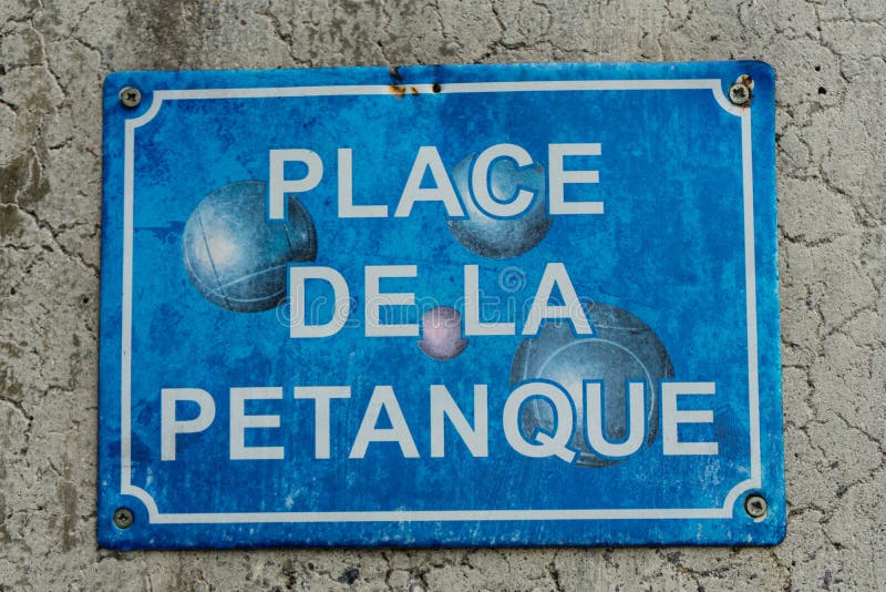 Petanque Boule Sign in Washed Out Blue Stock Image - Image of metal ...