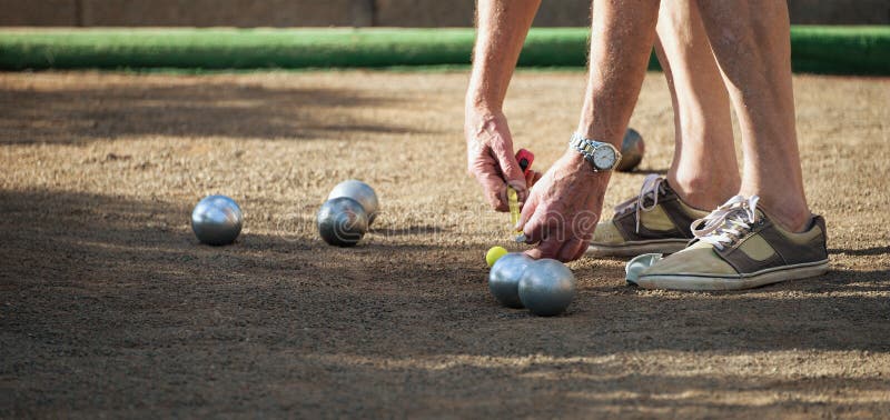 Petanque Game, Woman Measuring the Distance of Petanque Ball in ...