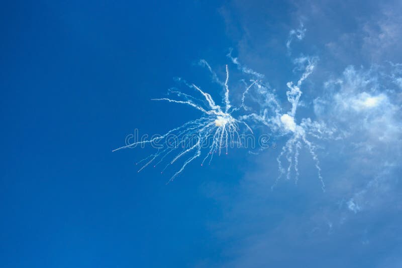 Petards Explosion in the Sky Stock Photo - Image of festive, white ...