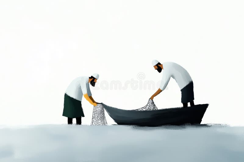 Peter the Apostle Mending Nets Stock Illustration - Illustration of ...