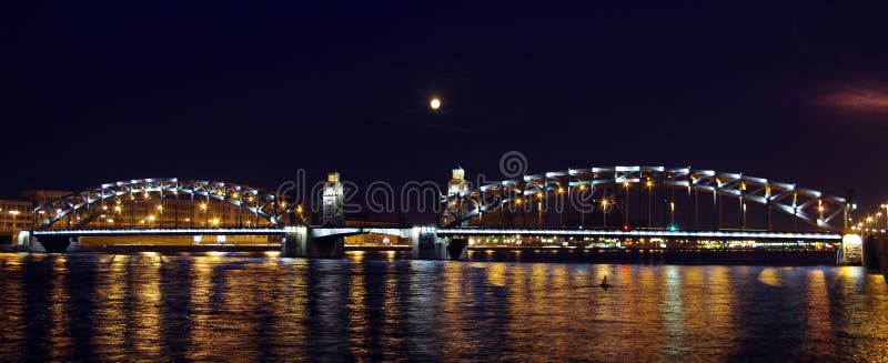 Peter the Great Bridge stock photo. Image of night, moon - 22932728