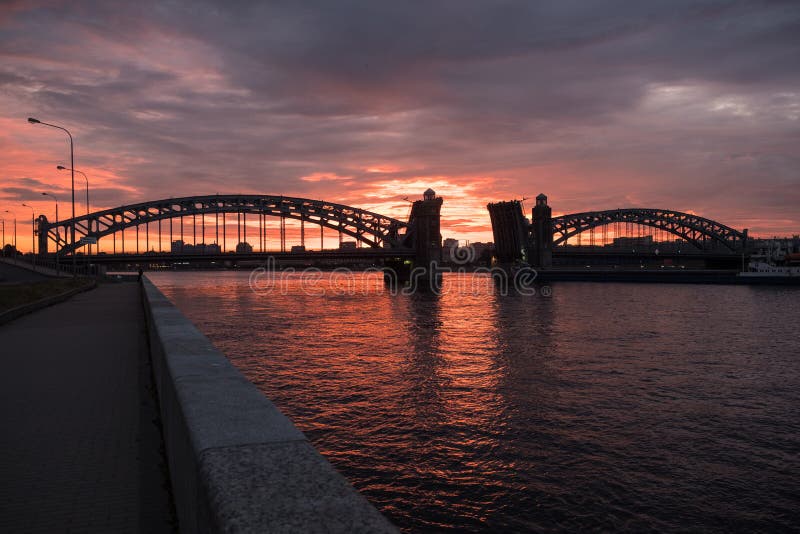 Peter the Great Bridge with Divorced Spans for the Passage of Sh Stock ...