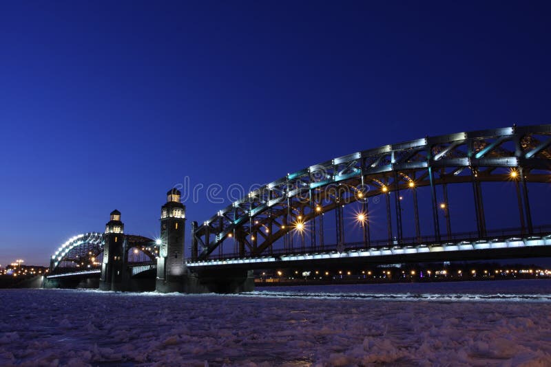 Peter the Great Bridge of St. Petersburg Stock Image - Image of ...
