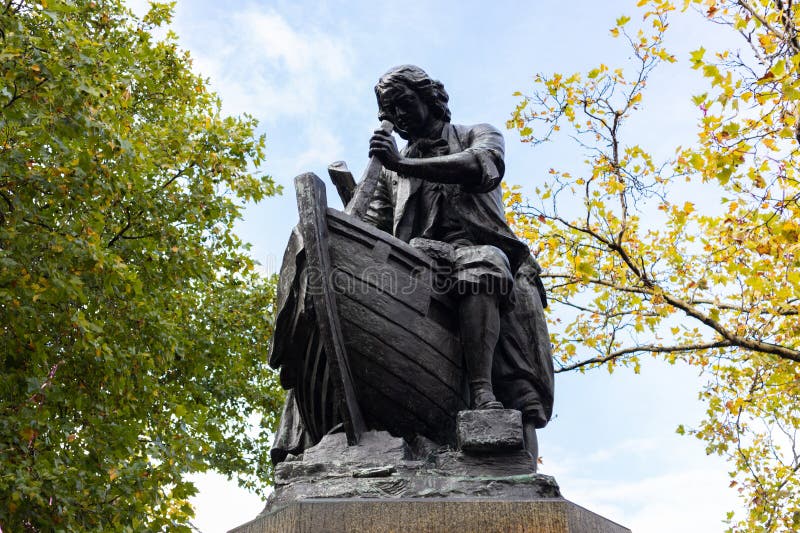 Peter the Great Building a Ship Statue in a Square in Zaandam Editorial ...