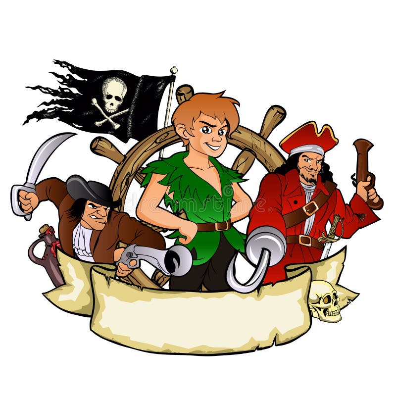 Peter Pan Y El Emblema De Los Piratas Ilustración del Vector ...