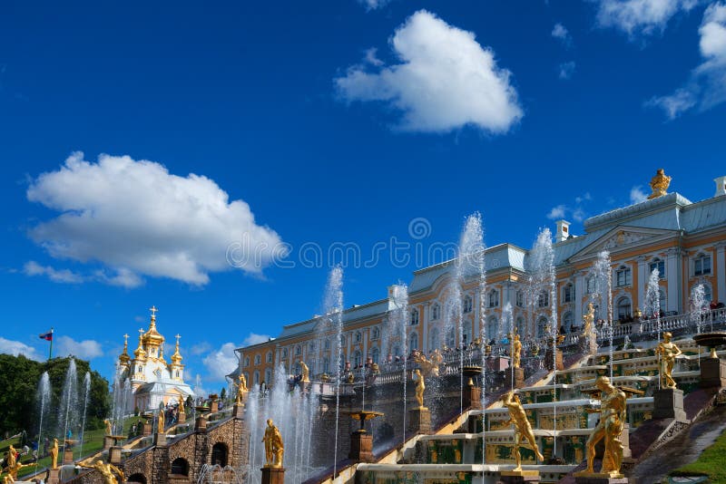 Peterhof Grand Palace stock photo. Image of garden, destinations - 55656560