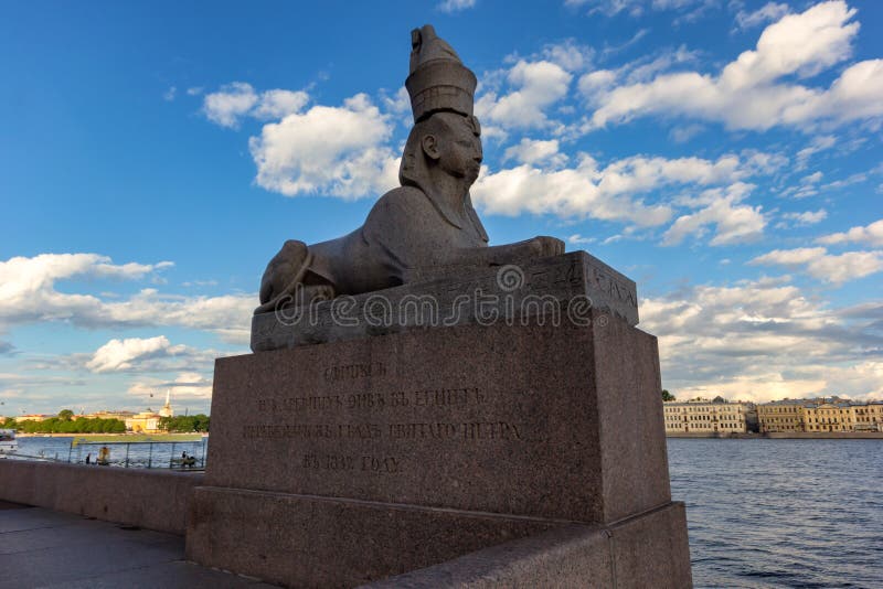 Petersburg, Russia - August, 2015. Sphinx in Front of Cloudy Sky ...