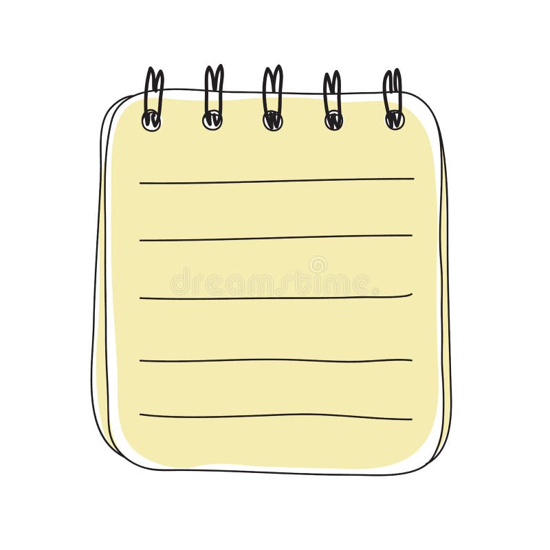 Petit Bloc-notes Jaune Dessin à La Main Illustration Vectorielle ...