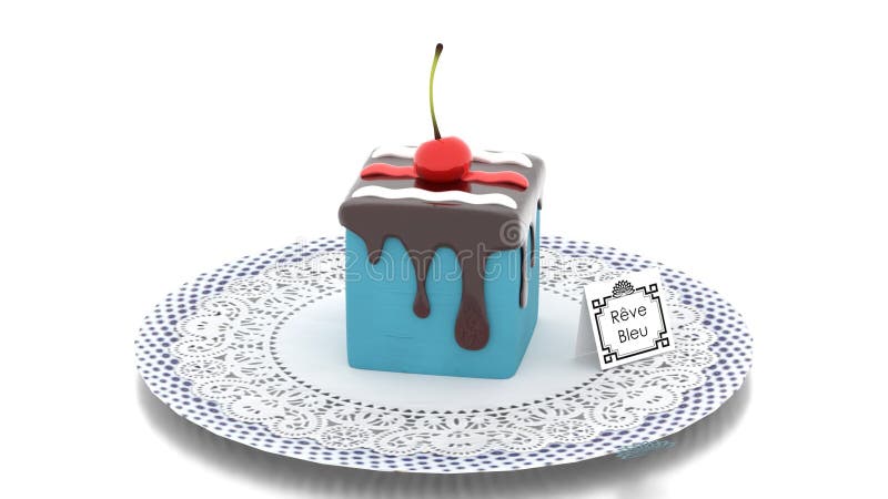 Petit Blue Cake on White Background Stock Image - Image of lunch ...