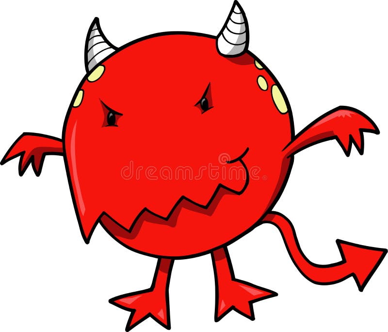 Petit Diable Avec La Fourche En Flammes Illustration de Vecteur ...