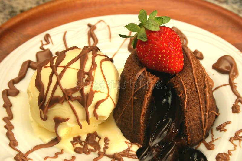 Petit Gateau stock photo. Image of strawberry, chocolate - 9810744