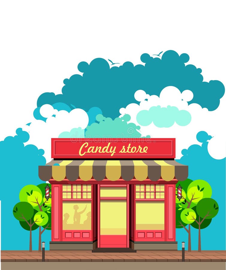 Petit magasin local illustration de vecteur. Illustration du boutique ...